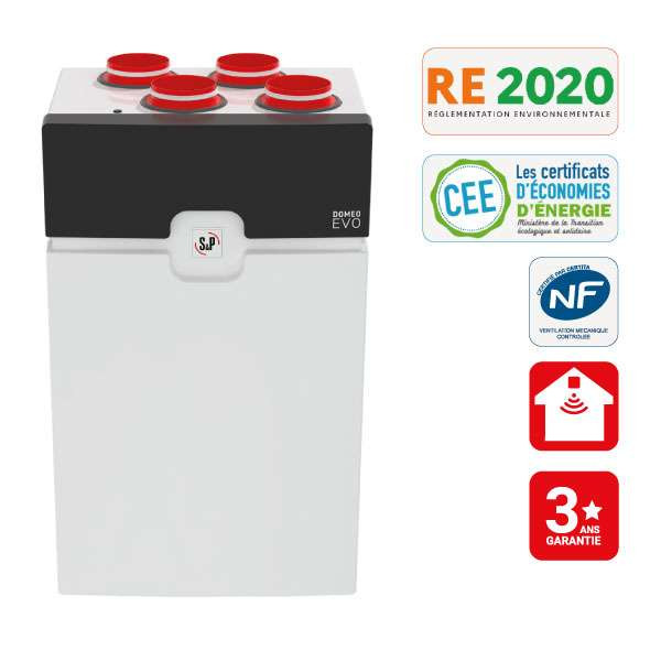 VMC double flux haut rendement - DOMEO EVO 315 DHU RD - 600105 - S&P ...