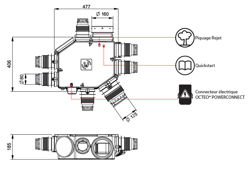 VMC simple flux hygroréglable - OCTEO Ecowatt - S&P UNELVENT