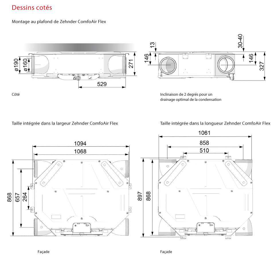 VMC double flux plafonnière - ComfoAir Flex 350 - 471234280 - ZEHNDER COMFOSYSTEMS - 471234280 ...