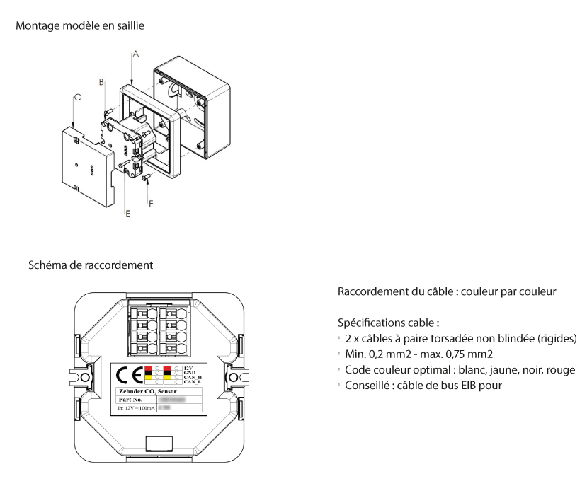 Capteur CO2 boîtier - ComfoNet - ZEHNDER COMFOSYSTEMS - 655000885 - 8717573037655
